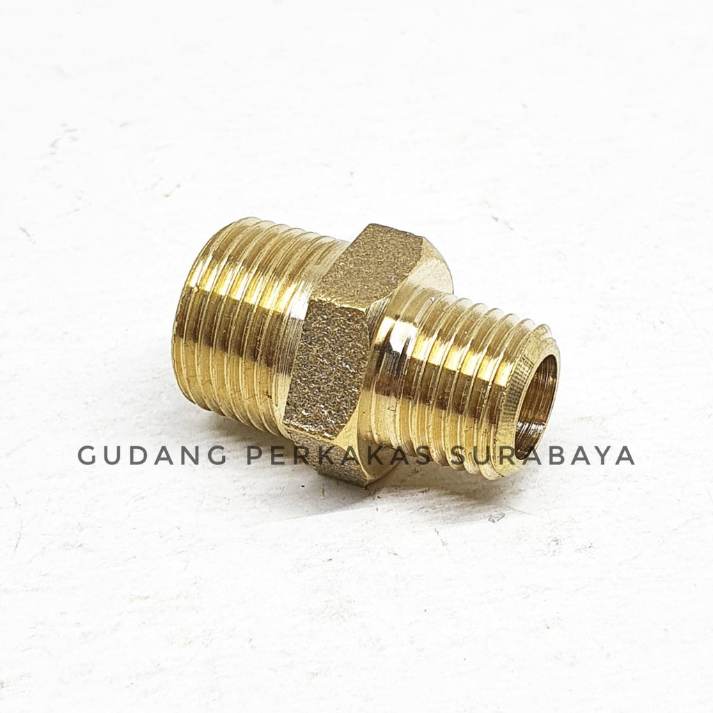 Jual Double Nepel 3/8 x 1/4 inch Double Drat Konektor Drat Pipa Fitting Pipa Kuningan Full Brass ...