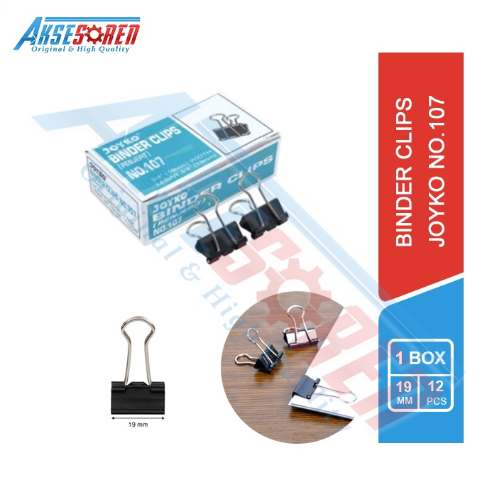 Jual PENJEPIT KERTAS KLIP JOYKO NO.107 [12 PCS] / BINDER CLIPS KECIL 1 ...