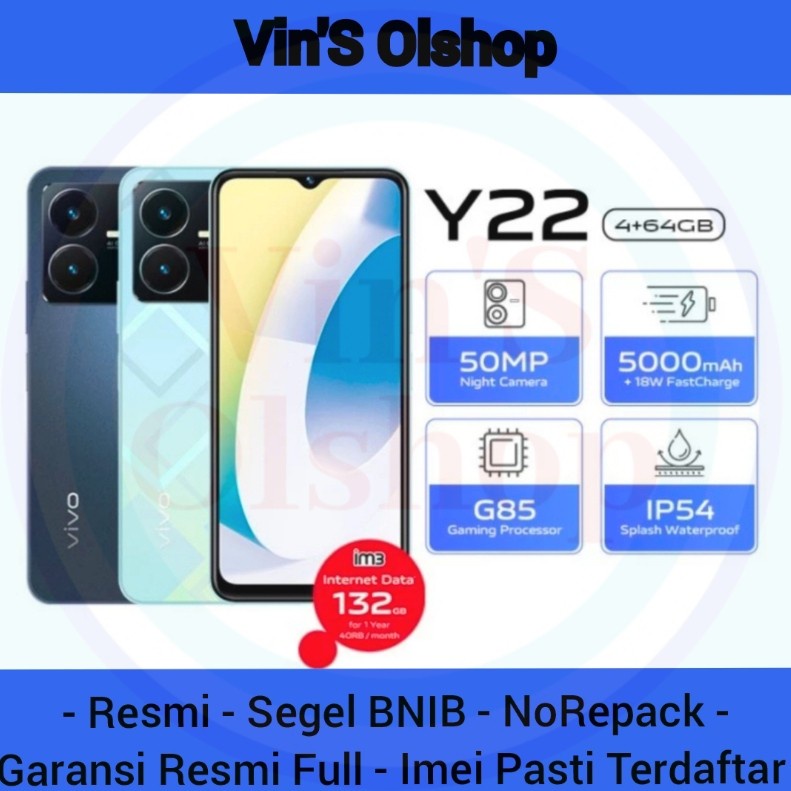 Jual VIVO Y22 6/128 & 4/128 & 4/64 Resmi No Repack | Shopee Indonesia