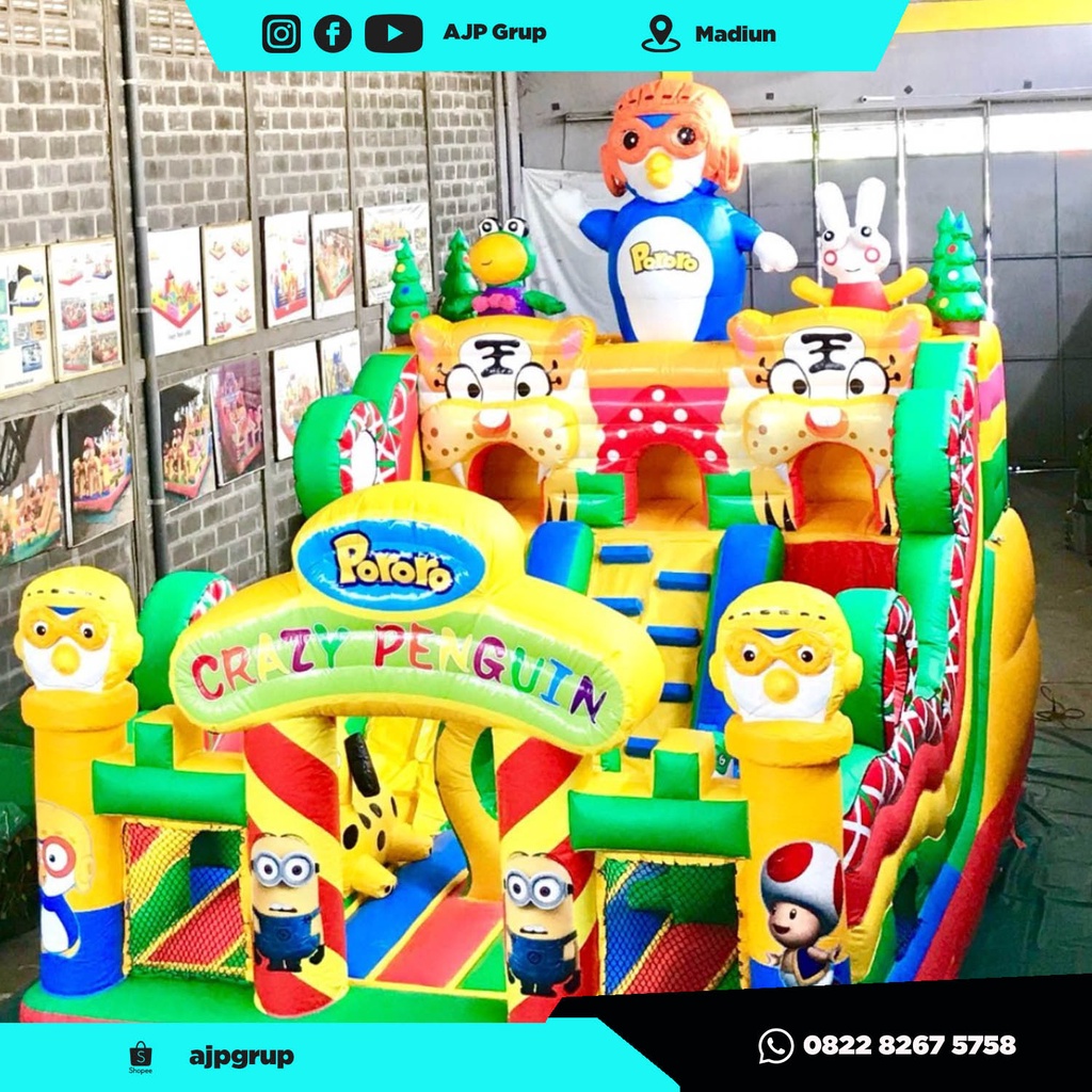 Jual Istana Balon Rumah Balon ukuran 4x6 double slide lengkap prosotan ...