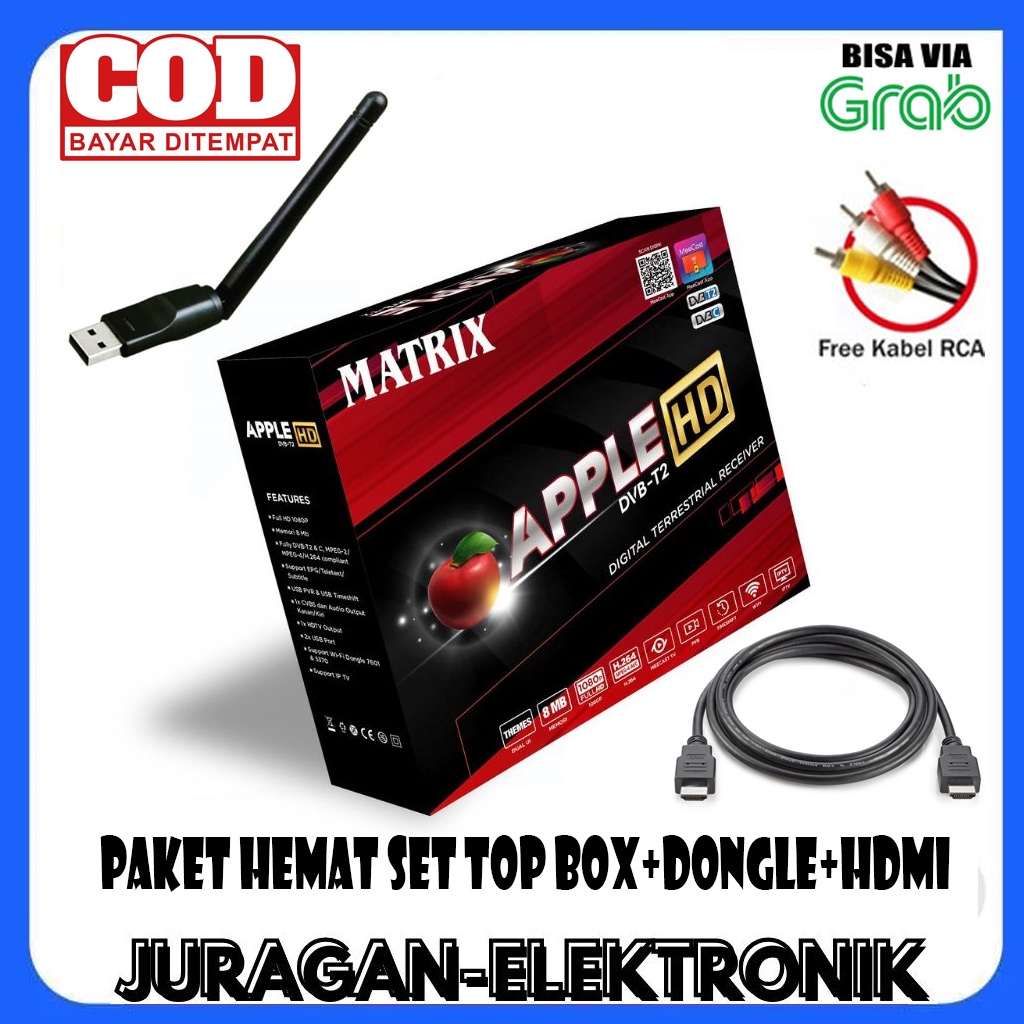 Jual PAKET KOMPLIT Set Top Box Matrix TV Matrix DVB T2 Full HD DV3 T2 ...