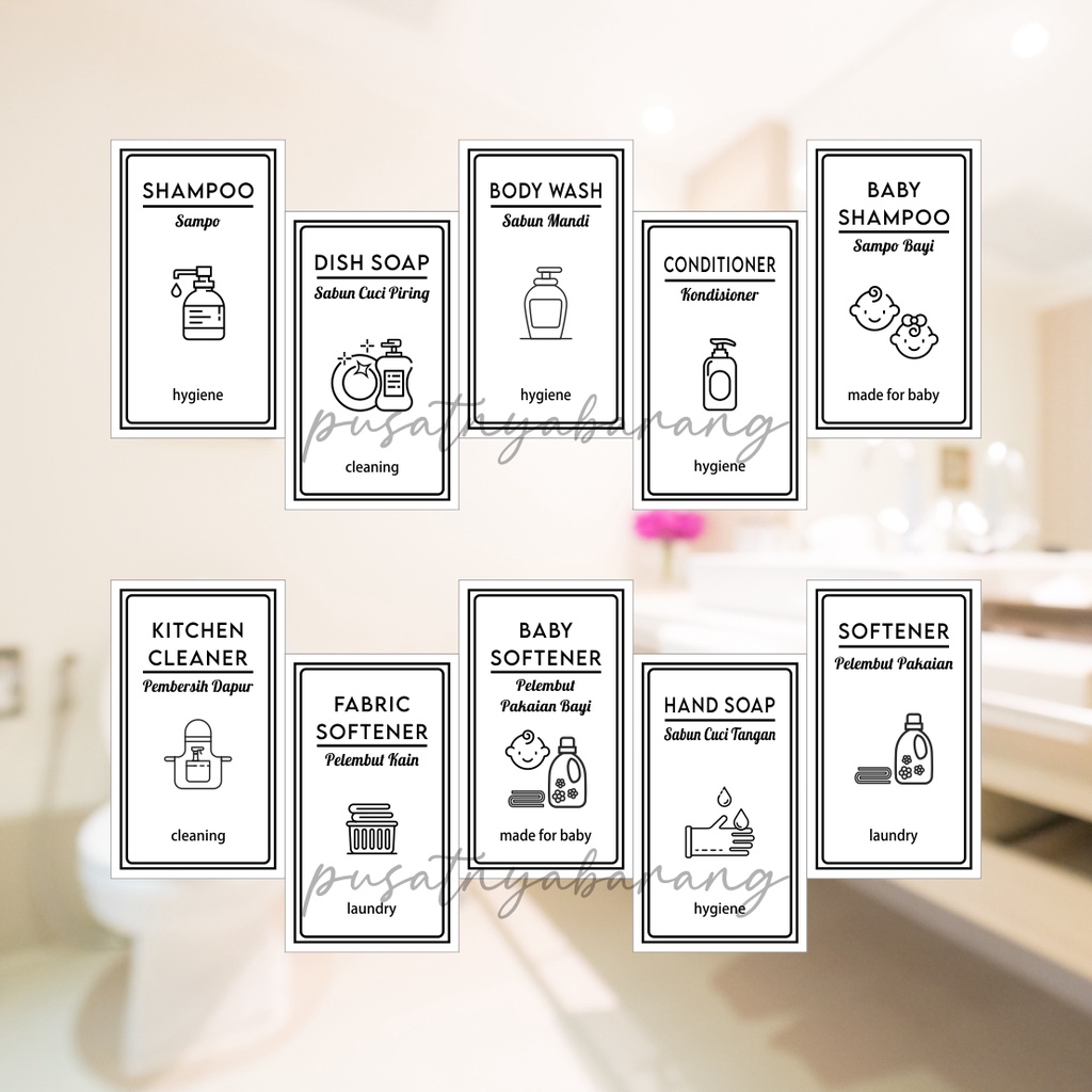 Jual STIKER LABEL BOTOL SABUN TAHAN AIR - STIKER LAUNDRY BERGAMBAR ...