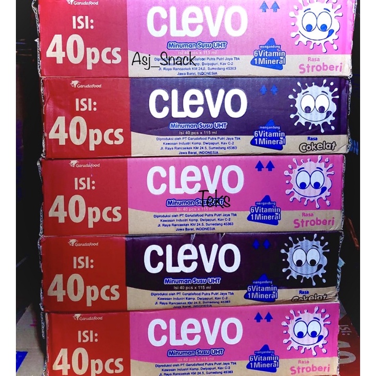 Jual Clevo Susu UHT Rasa Cokelat dan Rasa Strawberry ( 1 karton isi 40 ...