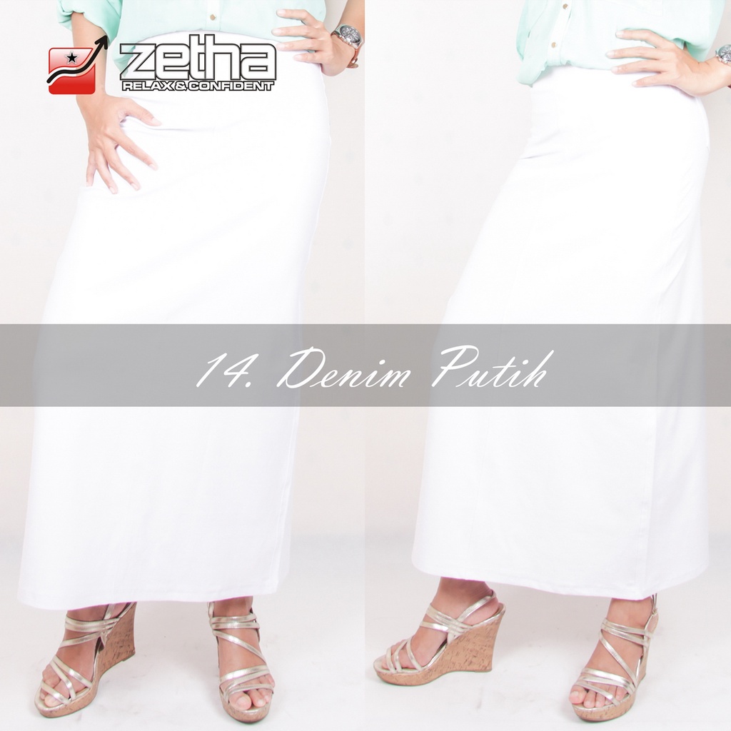 Jual [BISA COD] ROK ZETHA DENIM PUTIH / ROK MODEL A-LINE / ROK ZETHA PANJANG / ROK JEANS / DENIM ...