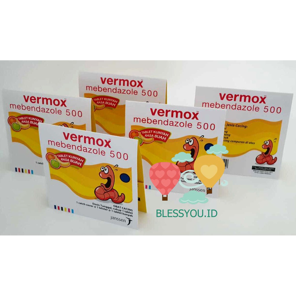 Jual vermox mebendazole tablet kunyah rasa buah - obat cacing | Shopee ...