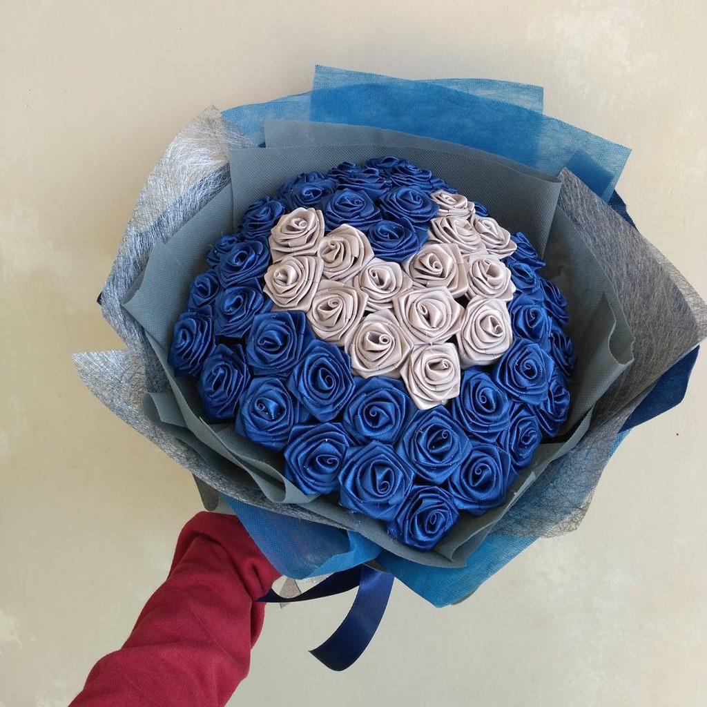 Jual SATIN ROSE BOUQUET isi 50 bunga buket satin buket bunga satin kado ...