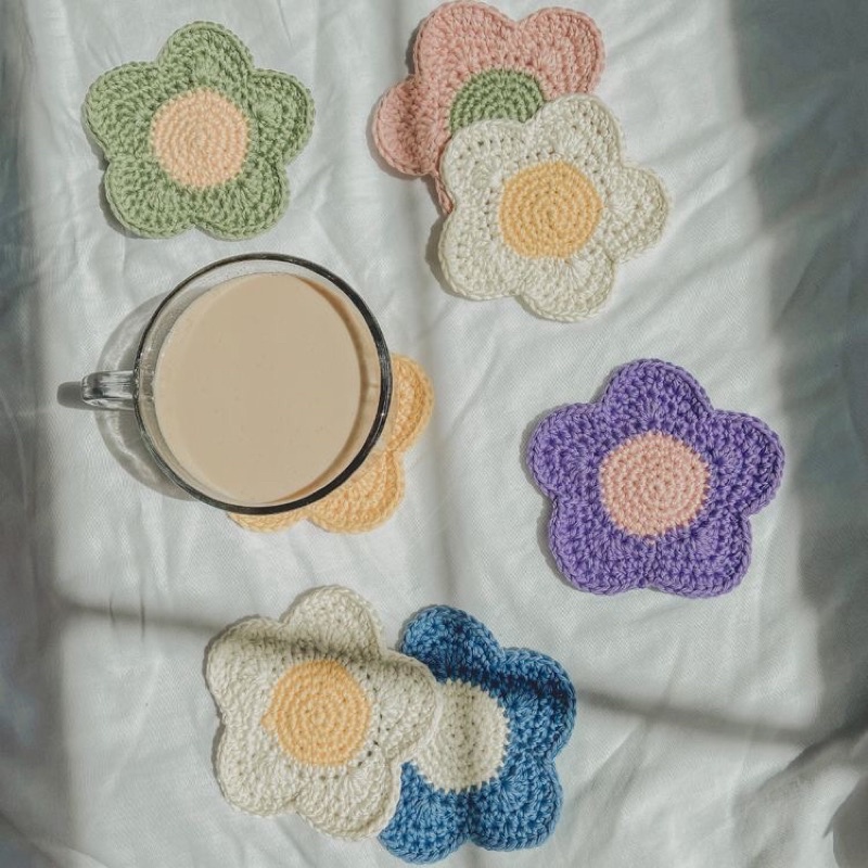 Jual coaster crochet bunga / tatakan gelas | Shopee Indonesia