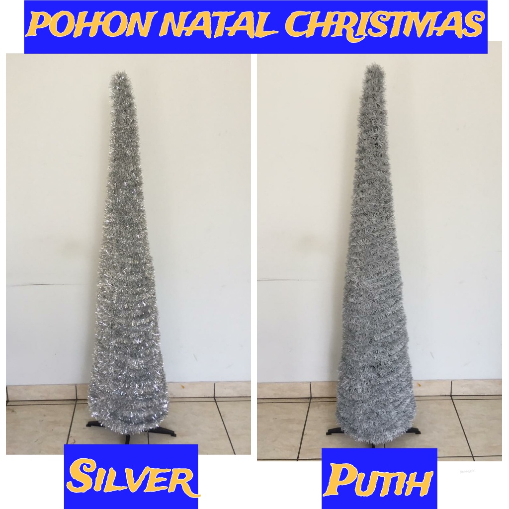 Jual Pohon Natal Modern Silver Putih Metalik / Christmas Tree / Pohon ...