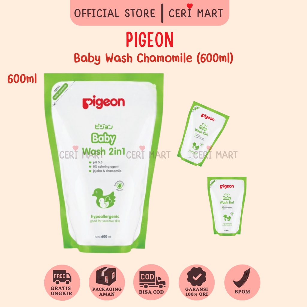 Jual PIGEON Baby Wash 2 in 1 Chamomile 600Ml Refill | Shampoo & Sabun ...