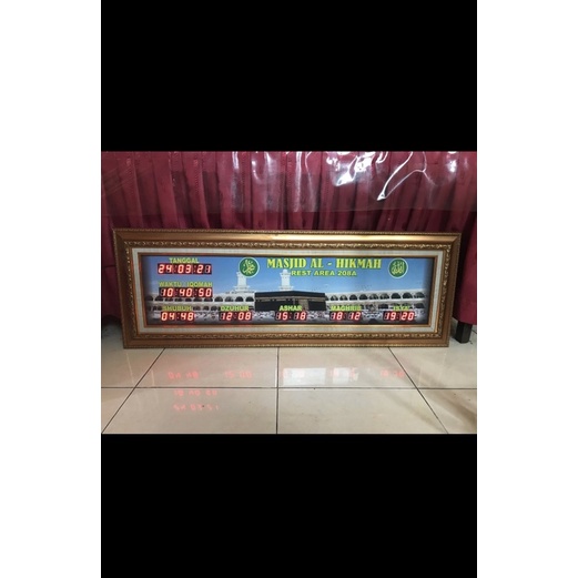 Jual jam sholat digital ukuran 120x40 5 jadwal pakai baground | Shopee ...
