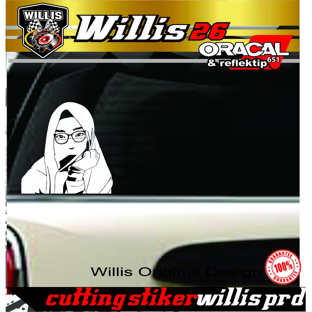 Jual CUTTING STICKER MOBIL SILUET WANITA HIJAB STIKER MOBIL KACA / BODY ...