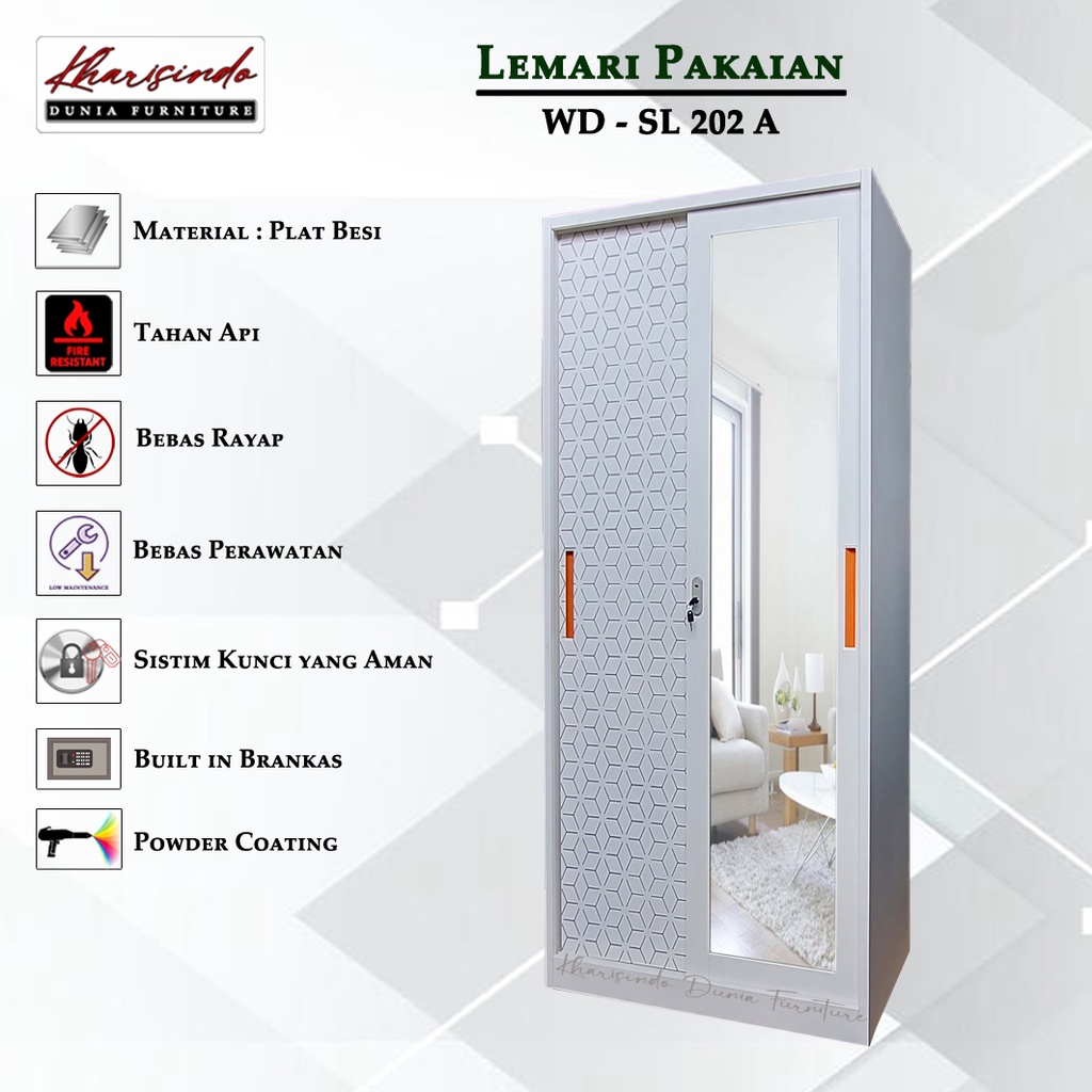 Jual Lemari Pakaian Sliding / LB VECTOR 90 / Full Besi | Shopee Indonesia