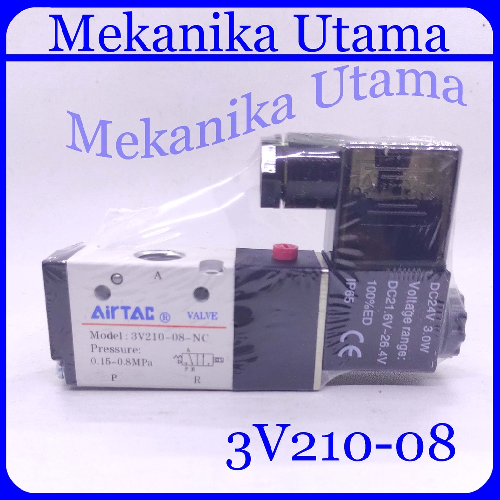 Jual Airtac 3V210-08 Solenoid Valve drat 1/4", Selenoid Valve Angin ...