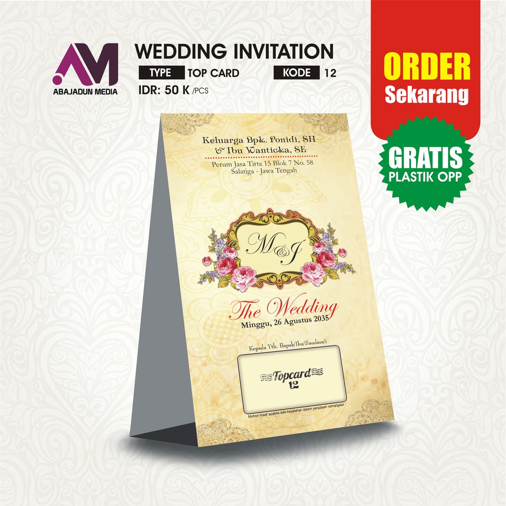 Jual Undangan Pernikahan | Top Card 12 | Free Plastik OPP | Undangan ...