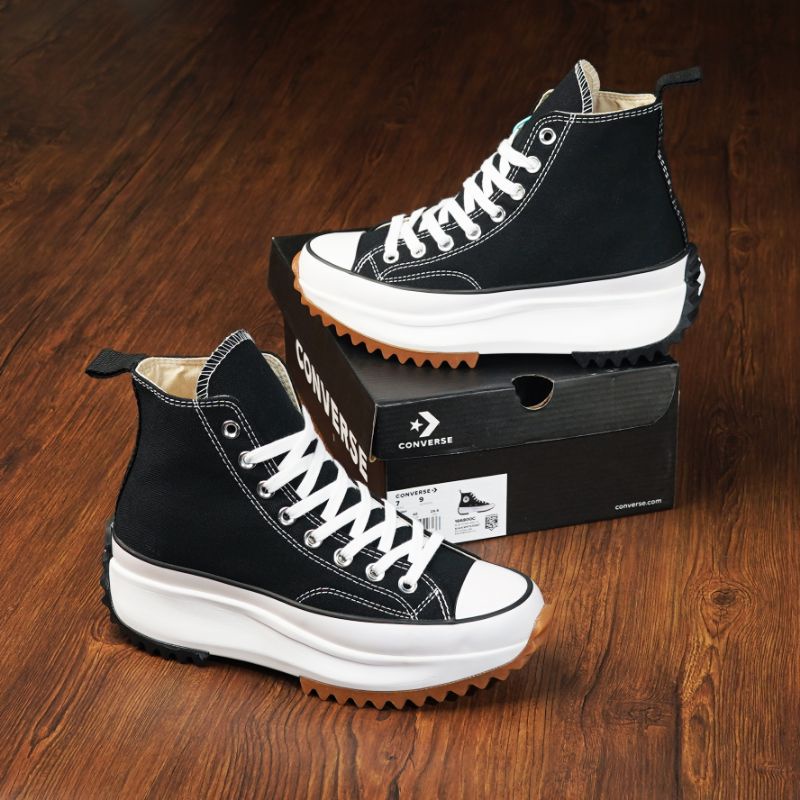 Jual Sepatu Sneakers Converse Run Star Hike High Lugged Black White ...