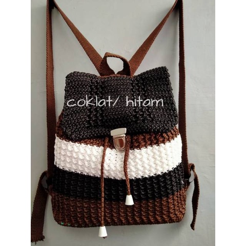 Jual TAS RAJUT RANSEL MILLENIAL STRIP | Shopee Indonesia