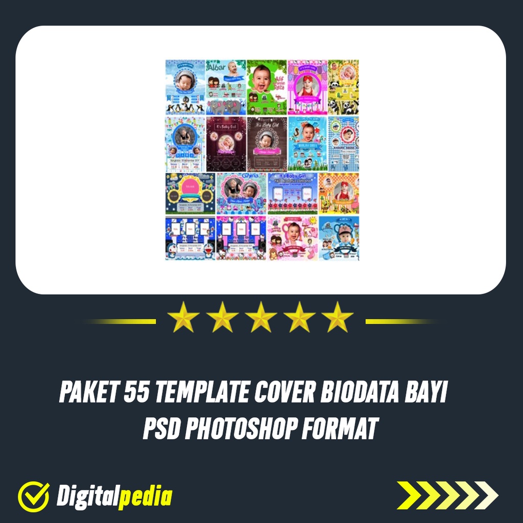 Jual Paket 55 Template Cover Biodata Bayi Biobaby Lucu Model Terbaru ...