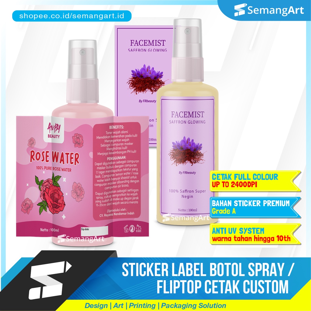 Jual Sticker Label Botol Spray / Fliptop Anti UV Cetak Custom Murah ...