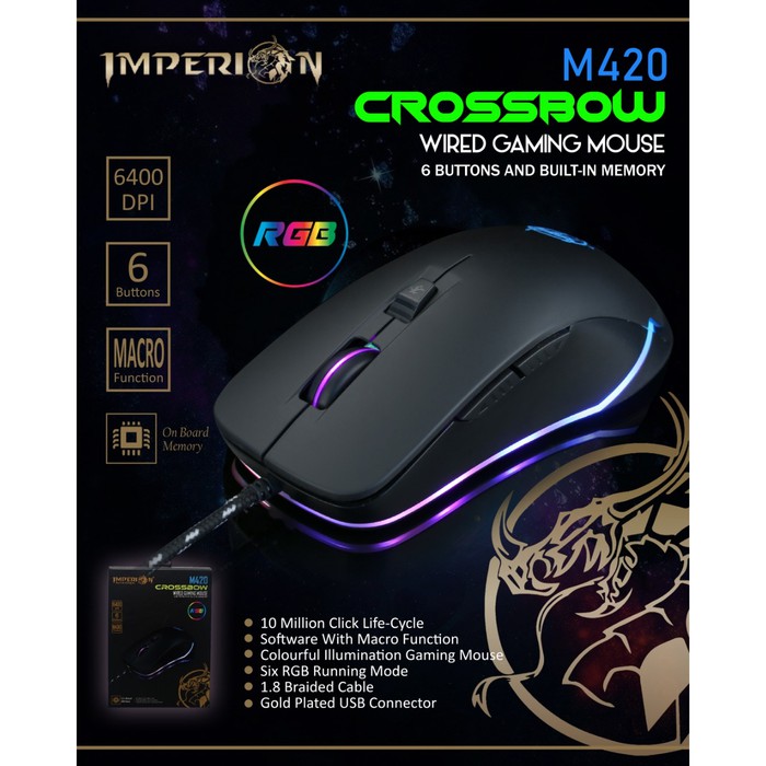 Jual Imperion M420 Mouse Gaming Crossbow RGB | Shopee Indonesia