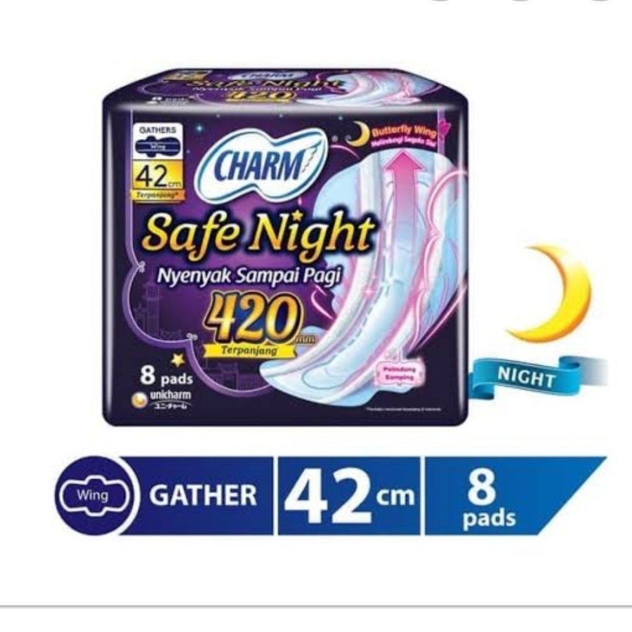 Jual Charm Body Fit Safe Night Wings Gathers / Pembalut Malam dgn Sayap ...