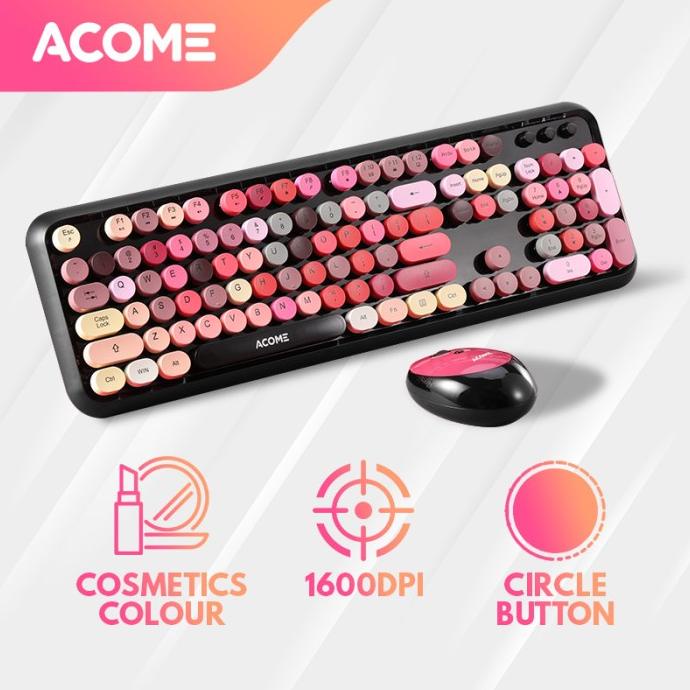 Jual Acome Keyboard Mouse Combo Wireless Fashion Colours Tone Akm1000 ...