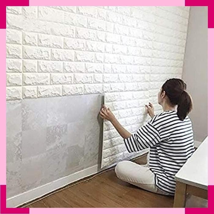 Jual HONEY 3d brick wallpaper motif batu bata putih dekorasi tembok ...