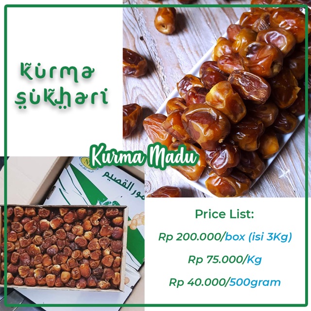 Jual KURMA SUKHARI ASLI MADINAH UKURAN 1 BOX (3 KG) | Shopee Indonesia