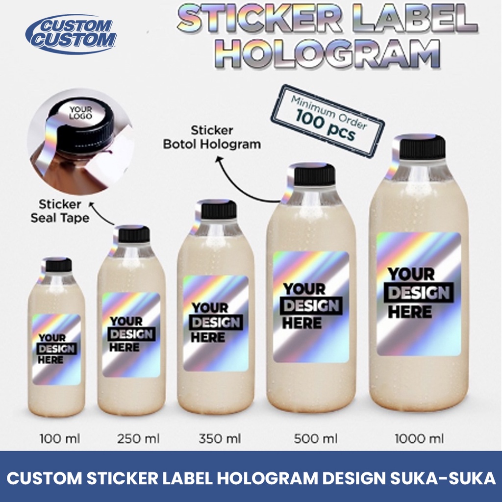 Jual Cetak Sticker Label botol Hologram custom / print stiker Kemasan ...