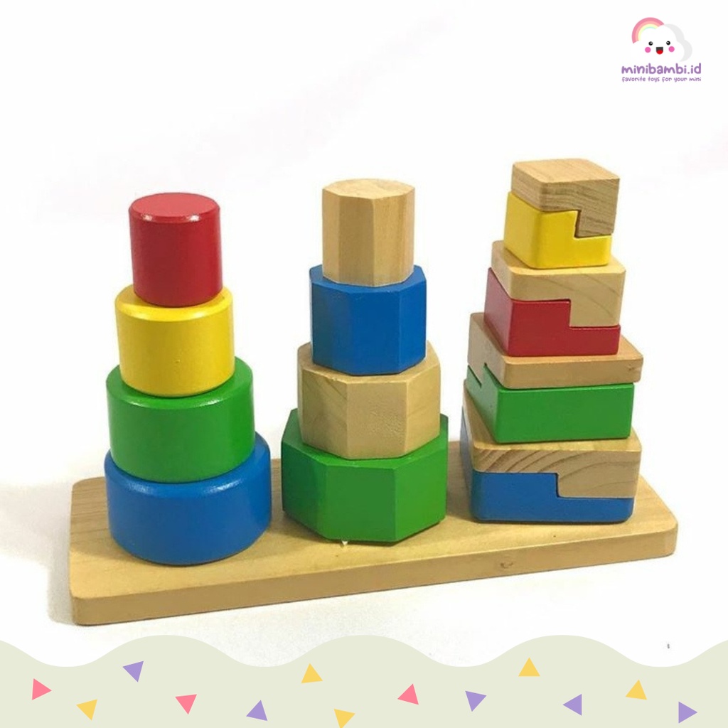 Jual Three Shape Tower - Menara Tiga Bentuk - Mainan Kayu | Shopee ...