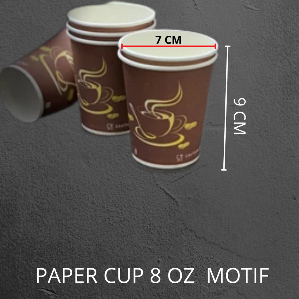 Jual GELAS PAPER CUP 8 OZ GELAS SEKALI PAKAI COCOK UNTUK KOPI DAN TEH PANAS TANPA TUTUP | Shopee ...