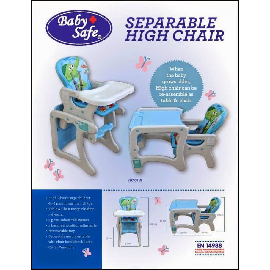 Jual timepubs BABY SAFE HIGH CHAIR HC01 KURSI MAKAN BABY SAFE | Shopee ...