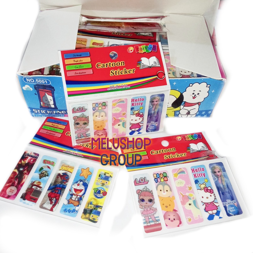 Jual STICKY NOTES / POST IT KARAKTER / STIKER PEMBATAS BUKU (100 lembar ...