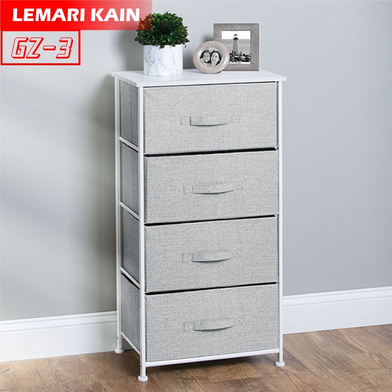Jual Lemari kabinet 4 Laci Kain Linen Lemari Portable Simple serbaguna ...