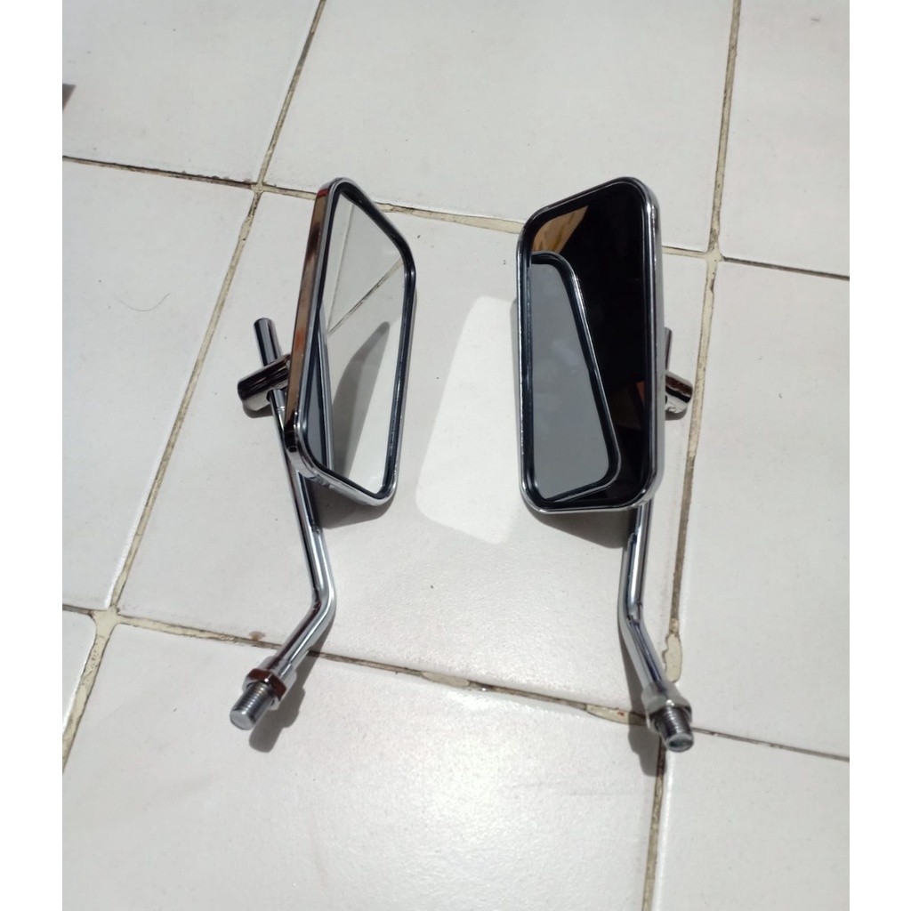 Jual Spion Retro Kotak Chrome Kaca Bening Sepion Classic Drat Honda ...