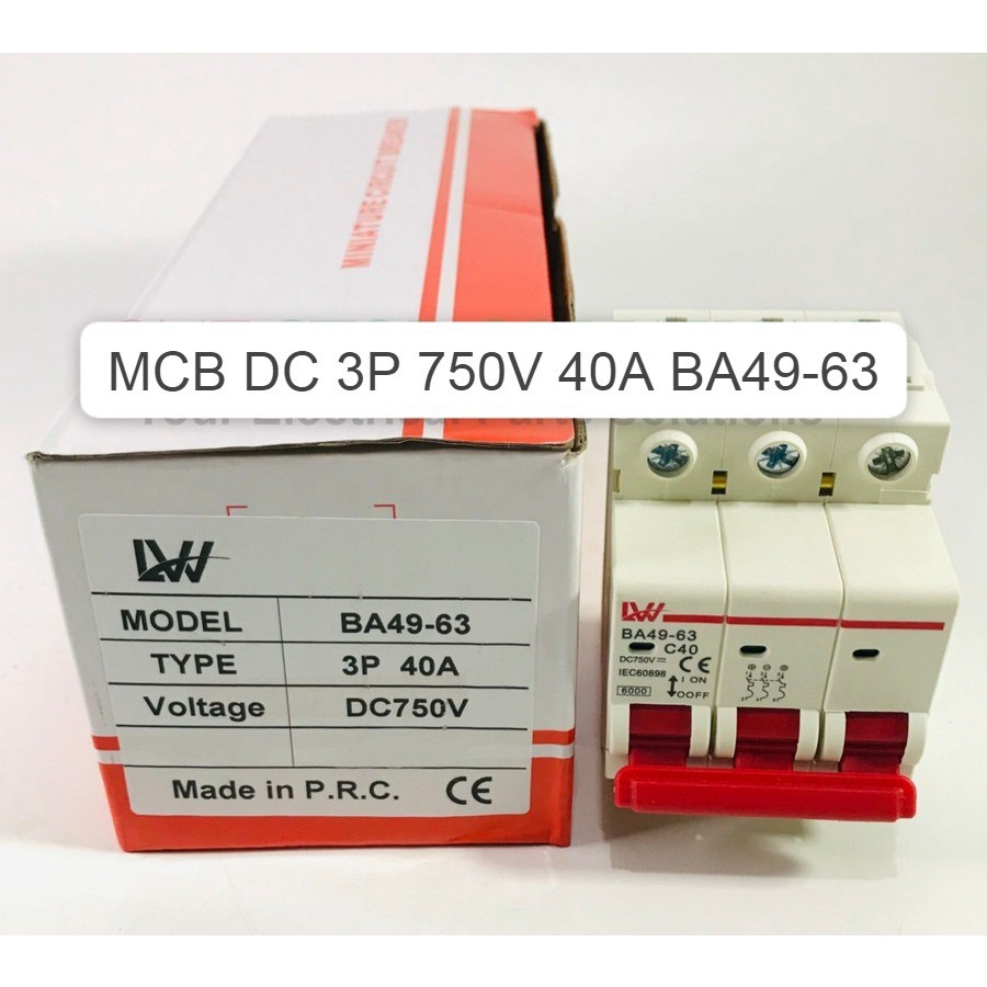 Jual Circuit Breaker MCB DC 3P 750V 40A BA49-63 bagus handal | Shopee ...