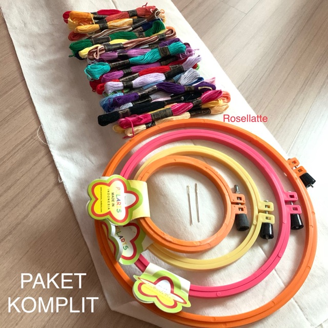 Jual PAKET EMBROIDERY SULAM MENYULAM RAM + BENANG + KAIN + JARUM ...