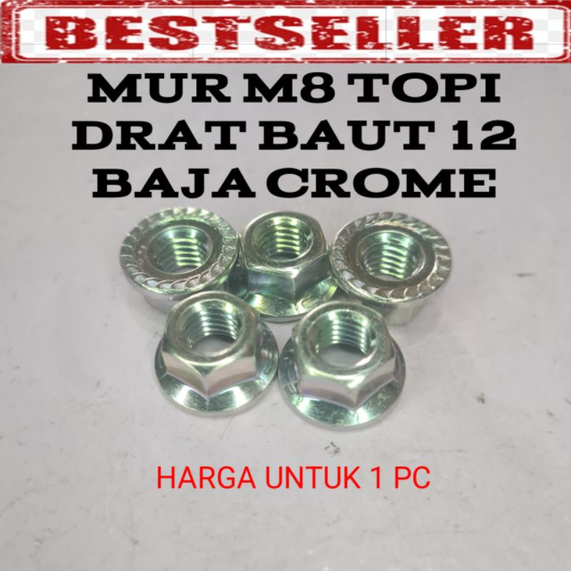 Jual MUR M8 TOPI DRAT 12 BAJA CROME | Shopee Indonesia