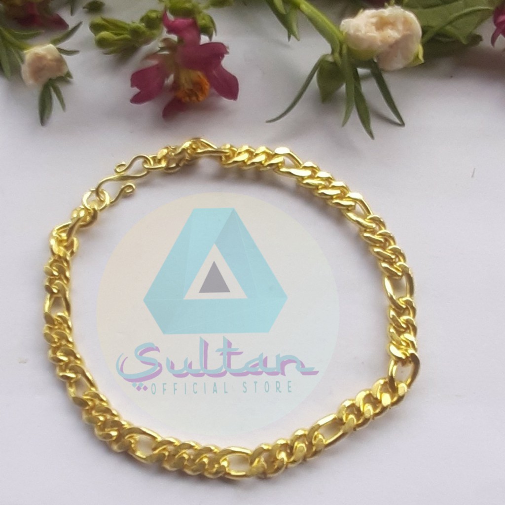 Jual [LAPIS EMAS 24K ORIGINAL] SULTAN BRACELET GELANG RANTAI RETRO ...