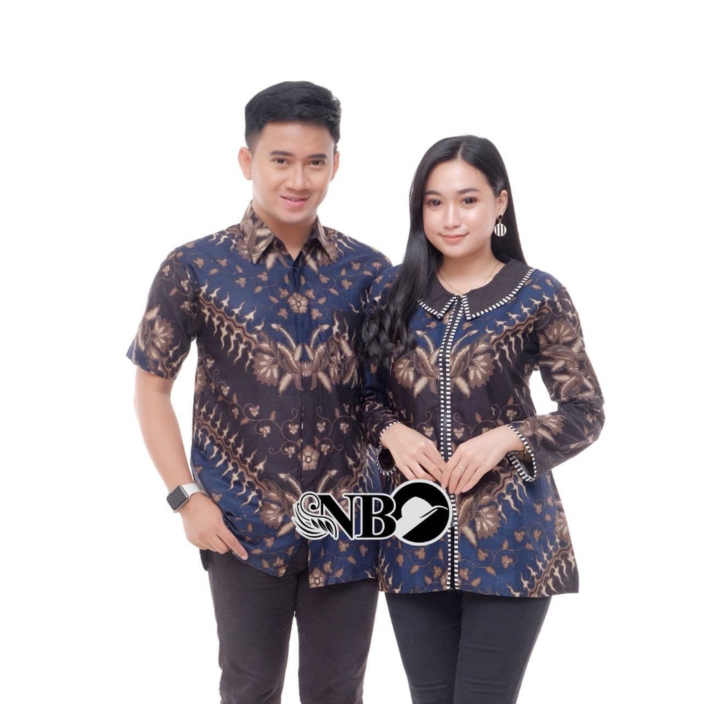 Jual Set Couple Batik navy bagus- Atasan Batik Cewek - Atasan batik ...