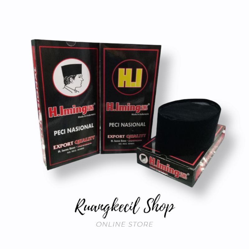 Jual kopiah songkok hitam h.iming sons peci hitam premium | Shopee ...