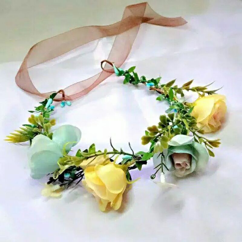 Jual Flowercrown - simple flower crown / Mahkota bunga kuning / bandana ...