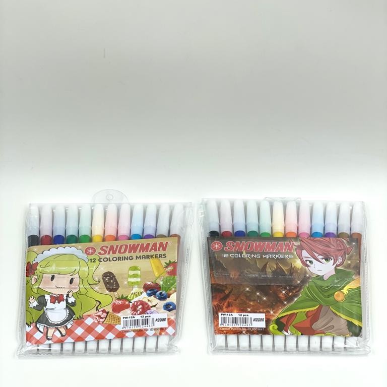 Jual ( DAPAT 1 SET ) SPIDOL SNOWMAN 12 WARNA PW-12A / Pensil Marker ...
