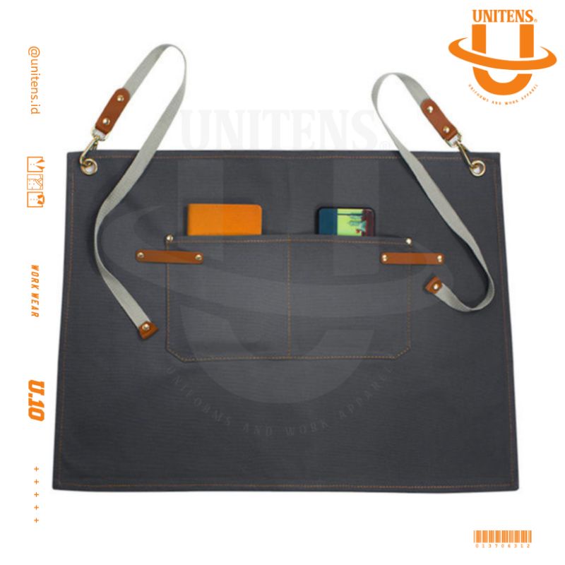 Jual UNITENS HCL.V3 Half Apron Waist Canvas Apron Leather Large Poket ...