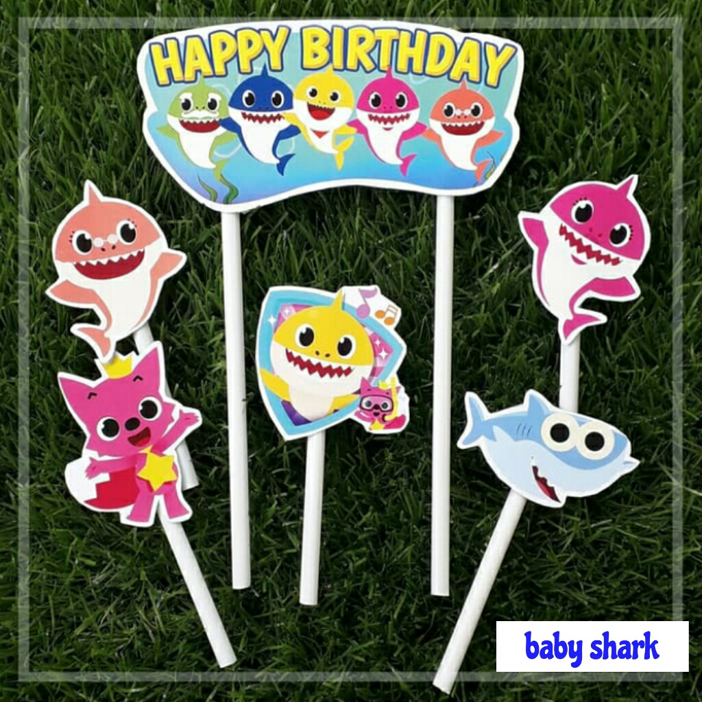 Jual cake topper toper hiasan kue ulang tahun karakter Baby Shark ...