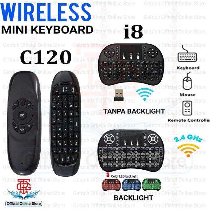 Jual Mini Keyboard Wireless i8 C120 PC Android Smart TV Remote Air ...