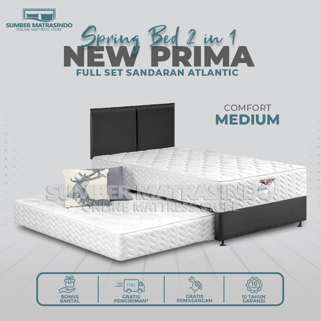 Jual Guhdo Spring Bed Sorong 2 in 1 New Prima Sandaran Atlantic - FULL SET / KASUR ATAS ...