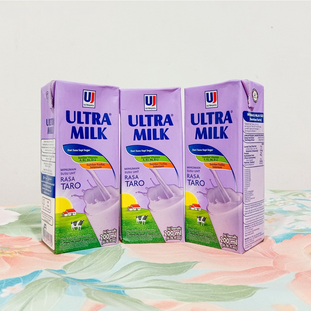 Jual Ultramilk / Ultra Milk rasa TARO 200 ml (per 3 pcs) | Shopee Indonesia
