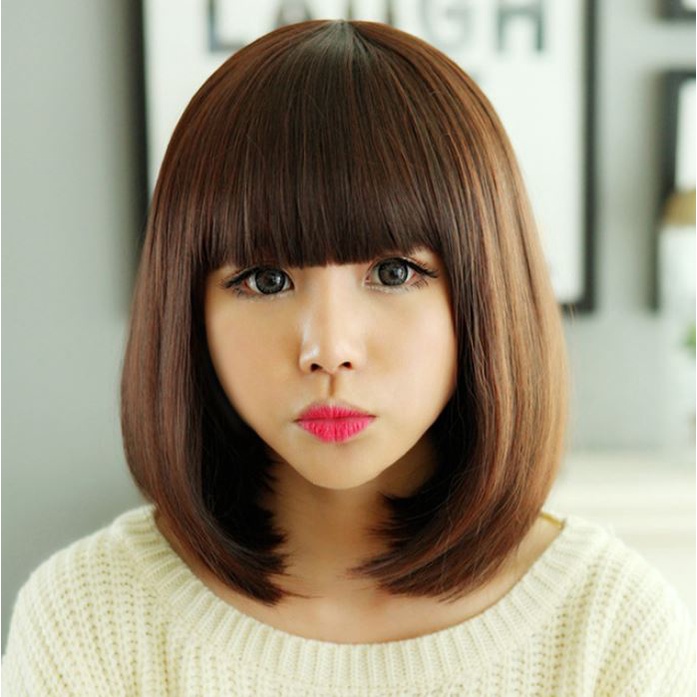 Jual Wig Rambut Sintesis Wanita Pendek Lurus Short Natural Hair Korean ...