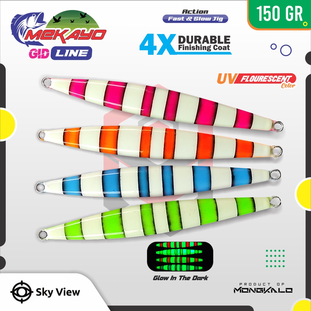 Jual Metal Jig 150 Gram MEKAYO FULL GID UV NEON FLOURESCENT Metal Jig Killer 150g 150 gr 150gr ...
