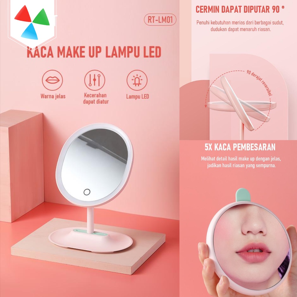 Jual KACA MAKEUP LED ROBOT RT-LM01 DEKSTOP VERTICAL DOUBLE MIRROR ...